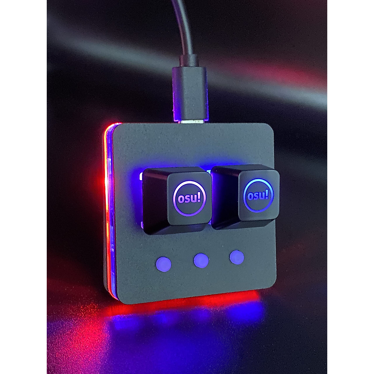 Newhui Mini 2-Key OSU! Keypad Hot Swap Mechanical Gaming Keyboard Macro Programmable Portable Wired One-Handed Keyboard with with RGB LED Backlit and USB-C Interface(Cherry Red Switch).