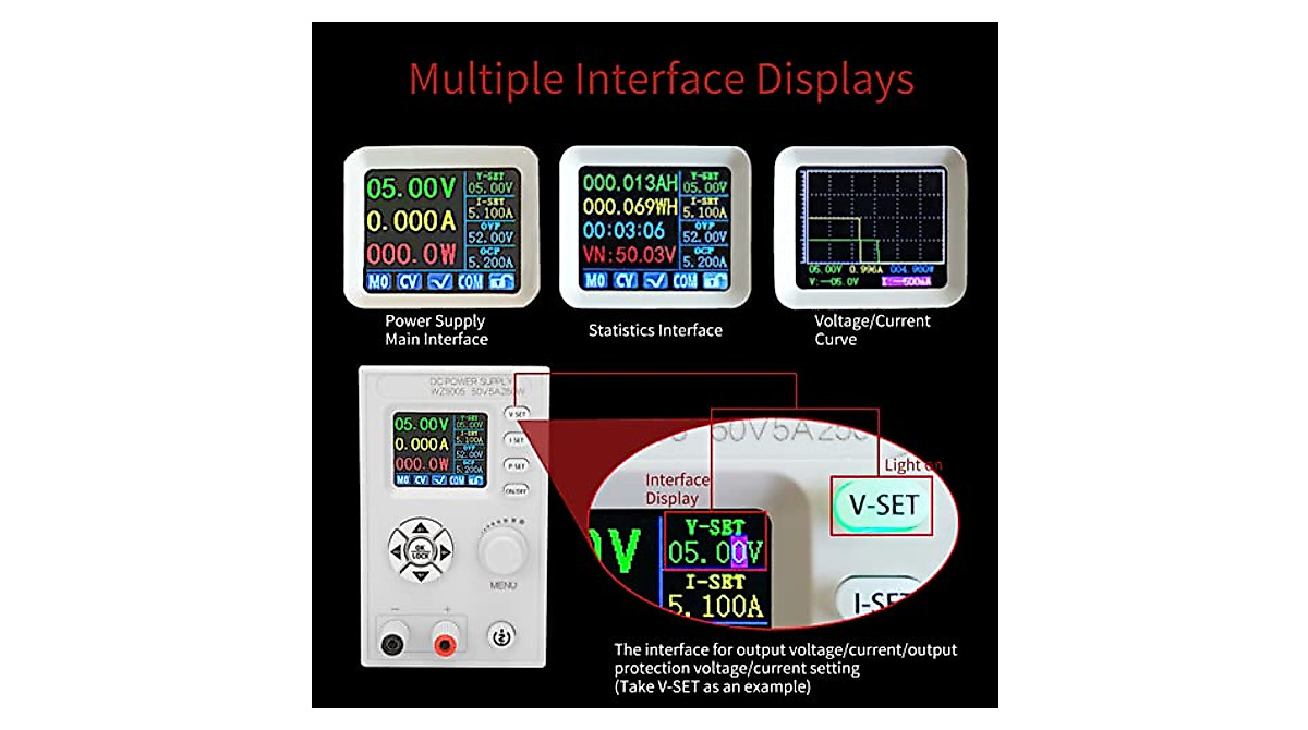 Adjustable 0-50V DC Power Supply with LCD Display