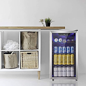 Antarctic Star Beverage Refrigerator -120 Can Mini Fridge for Soda Beer or wine, Small Drink Dispenser, For Office or Bar with Adjustable Removable Shelves, Black, 3.2 Cu.Ft.