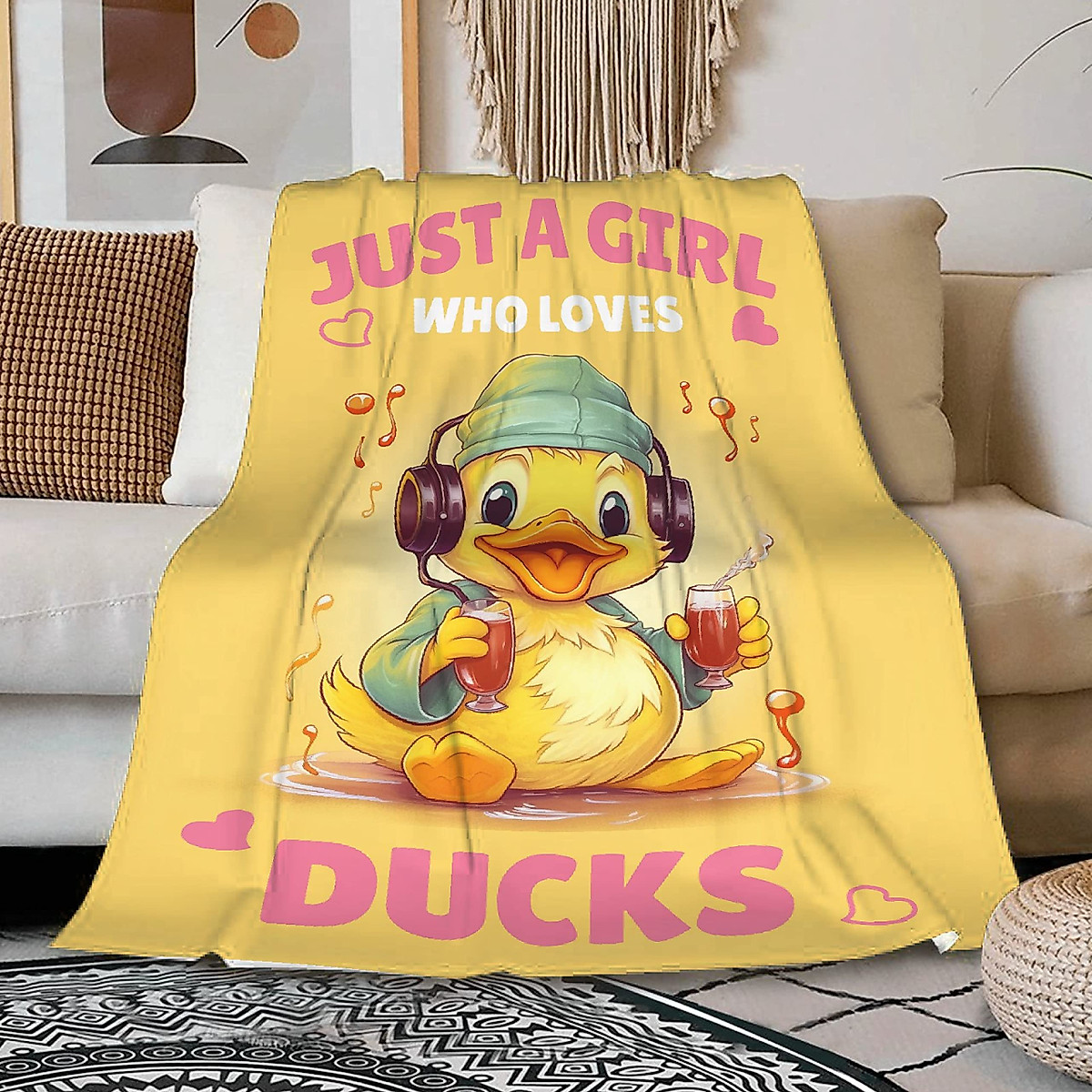 Rubber Duck Yellow Throw Blanket Super Soft Cozy Duck Blankets for Couch Bed Duck Gifts for Duck Lovers Duck Bathroom Decor Lightweight and Durable 40"x50"for Kids/Child