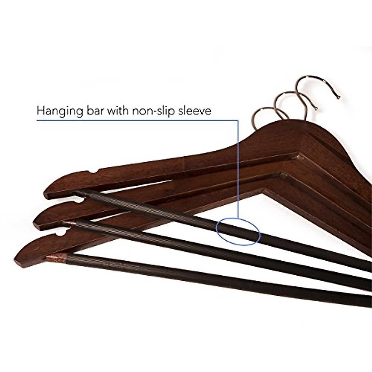 Topline Classic Wood Suit Hangers - 20 Pack (Mahogany Finish)