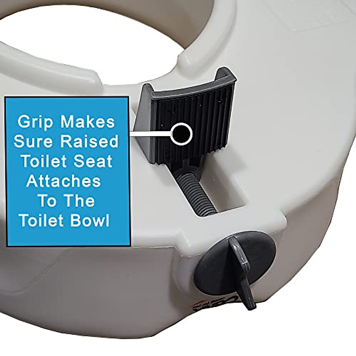 Carex 4.5 Inch Raised Toilet Seat with Arms - For Elongated Toilets, Elevated Toilet Riser with Removable Padded Handles, Easy On and Off, 300lb Weight Capacity, White