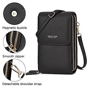 Women Crossbody Wallet Purse with Phone Holder Lightweight Touch Screen Bag Purse PU Leather RFID Blocking Purse