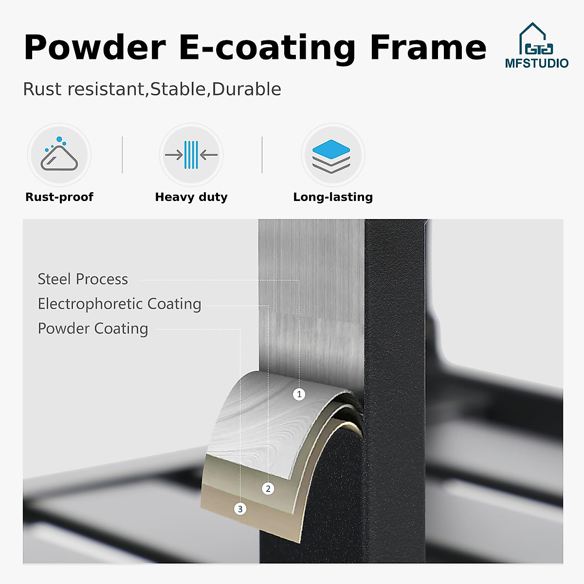 MFSTUDIO Outdoor Patio Dining Chairs, 2 PCS Metal Frame Patio Sling Chairs with Backrest and Armrest, All Weather Resistant Heavy Duty Patio Chair, Grey