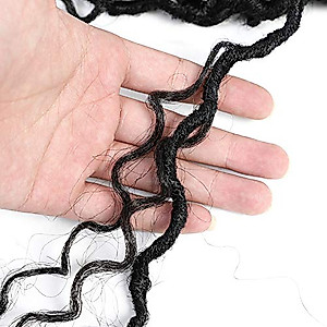 6 Packs Goddes]s River Faux [Loc]s Wavy [Crochet] With Curly [Hair] In Middle And Ends [Boho Synthetic [Hair] Extension（18inch,1B）