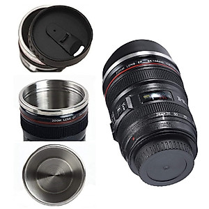 POXIWIN Camera Lens Coffee Mugs,Stainless Steel Camera Lens Cups,Unique Gift Idea for Photographers,Novelty Coffee Mugs for Home Supplies,Men,Women,Christmas