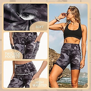 QGGQDD 3 Pack Biker Shorts Women with Pockets - 8” High Waisted Black Workout Running Yoga Shorts