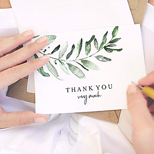 Bliss Collections Thank You Cards with Envelopes, All-Occasion Thank You Cards for Weddings, Bridal Showers, Baby Showers, Birthdays, Parties and Special Events 4"x6" (Pack of 25) - Rustic Greenery