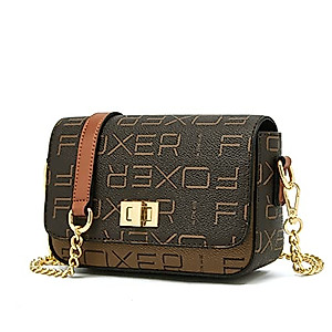 FOXLOVER PVC Leather Small Crossbody Bag for Women Chain Signature Women’s Shoulder Bag Purse Lightweight Mini Handbags