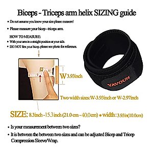 Tendonitis - Bicep ＆ Tricep Compression Sleeve/Wrap - Tricep Tendonitis, Bicep Tendonitis - Pain Relief for Bicep and Triceps Muscle Strains, Compression Arm Support (Black, 8.3" - 13.7" × W 3.93")