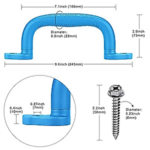 Playset Handles Playground Slide, SELEWARE Safety Hand Grips Bar for Outdoor Playhouse, Jungle Gym, Climbing Frame and Treehouse. Backyard Swing Set Accessories for Kids, SELEWARE Blue