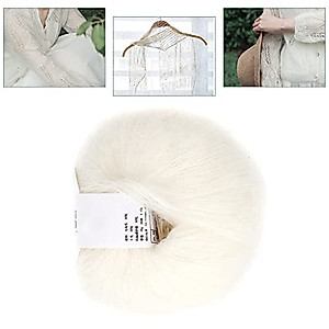Soft Mohair Wool Knitting Yarn Lightweight Hand Knitwear Yarn DIY Shawl Scarf Crochet Thread(White)
