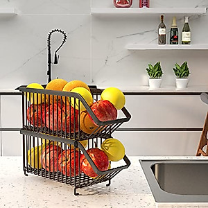 GILLAS 2 Pack Stackable Soda Can Organizer for Refrigerator, Can Holder Dispenser, Canned Food Storage Rack for Fridge, Kitchen, Countertops, Cabinets, Black