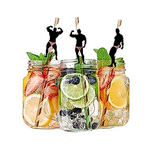 Bachelorette Straws, 24pcs Bachelorette Party Straw Decoration favors Paper dancer Straws for Bachelorette brides party,Dancing MEN Black Golden Straw Ladies Bridal Shower Bachelorette Straws