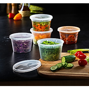 16 oz. Plastic Deli Food Storage Containers with Airtight Lids [48 Sets]