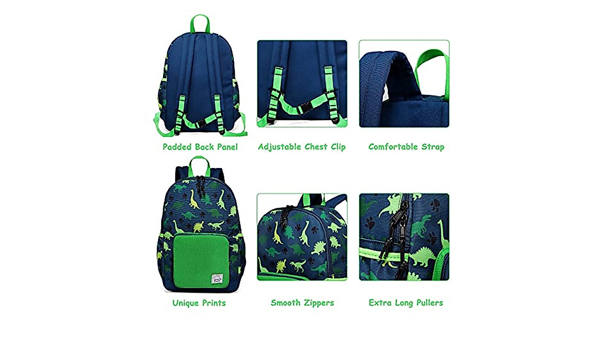 VASCHY Dinosaur Preschool Backpack & Lunch Box Set