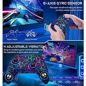 Svetaecho Wireless Switch Controller for Nintendo Switch Controller/Lite/OLED-LED Wired Windows PC Game Joysticks-Wireless PC IOS Android Remote with Cool RGB/Programmable Nintendo Switch Accessories