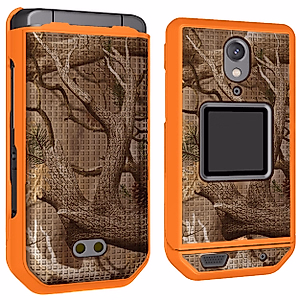 Nakedcellphone Case for CAT S22 Flip Phone, [Hunter Camouflage] Slim Hard Shell Protector Cover - Orange Camo