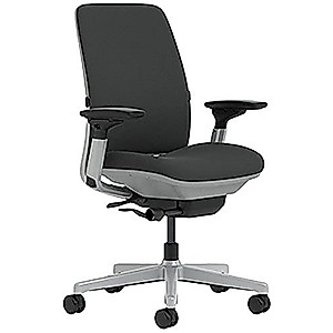 Steelcase Amia Chair with Platinum Base & Hard Floor Casters, Licorice