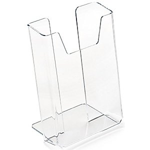 Case of 20, Brochure Holders, Clear Acrylic Countertop Literature Displays Hold 4”w x 9”h Pamphlets – Plexiglas Leaflet Dispensers Has an Angled Back