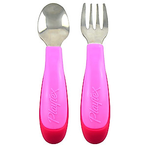 Playtex 05910 Mealtime Toddler Utensil Set Assorted Colors 2 Count