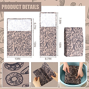 Tioncy 2 Packs Reusable Beeswax Bread Bags Linen Bread Storage Bag with Improved Beeswax Coating Homemade Bread Bags Beewax Food Wraps for Sourdough Bread for Loaf Fresh Freezer Baker Gifts(Brown)