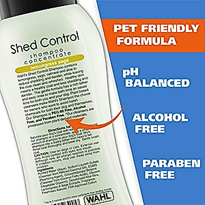 WAHL Shed Control Pet Shampoo for Dog Shedding & Dander – Lemongrass, Sage, Oatmeal, & Aloe for Healthy Coats & Skin – 24 Oz - Model 820005A