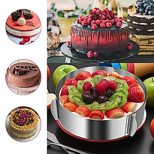 WIWAPLEX Cake Ring 6 to 12 Inch Adjustable Round Stainless Steel Cake Mousse Mould Ring Bakeware Tools Cake Decorating Mold Baking Ring