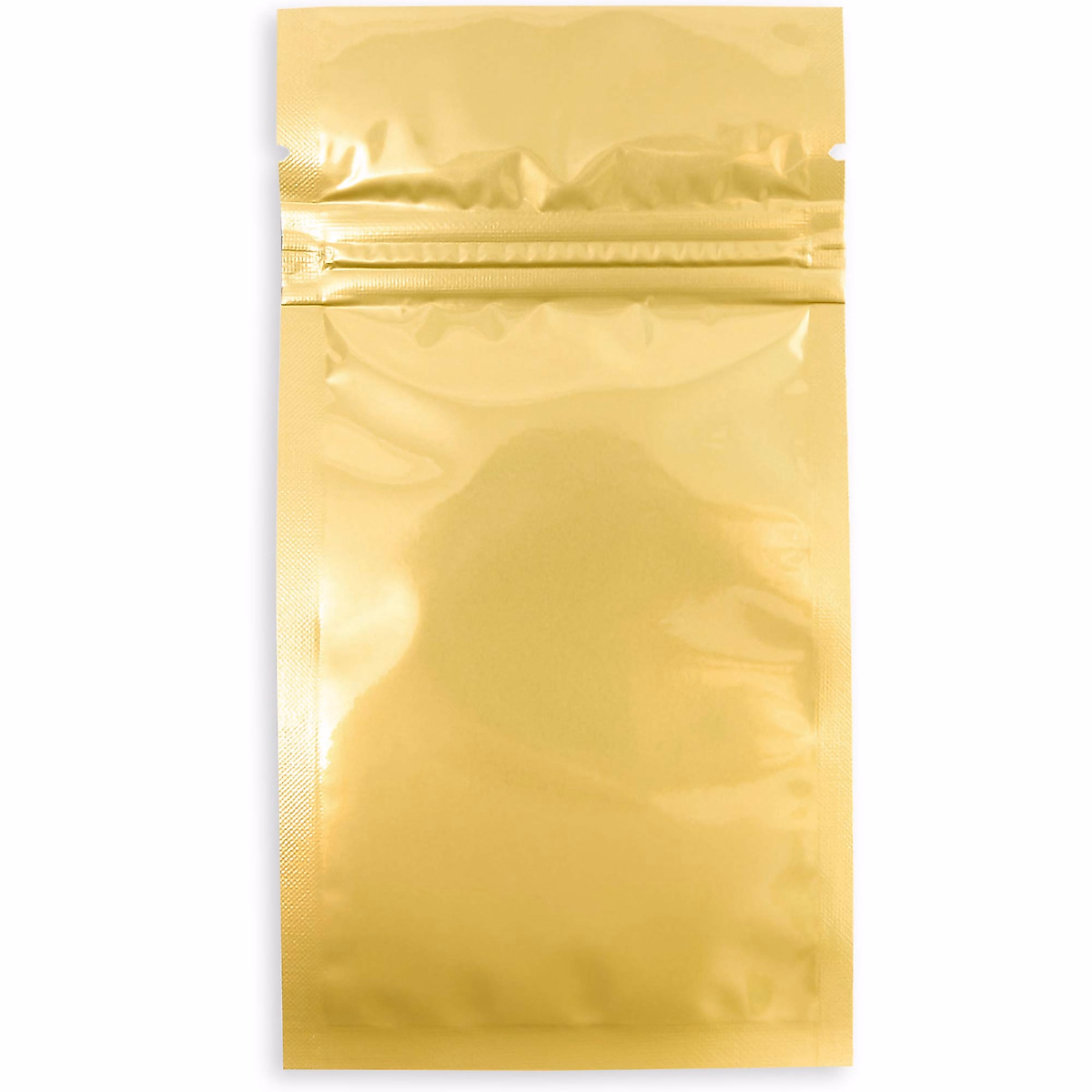 100 Pieces Resealable Smell Proof Bags Foil Pouch Bags, Flat Reclosable Bags for Daily Life or Party Supplies, Gold 3" x 4"