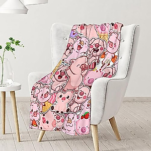 Pig Blanket Gifts - 50x60 Inches Cute Throw Blanket for Women & Girls - Pink Soft Fuzzy Plush Blankets for Bed, Couch, Sofa