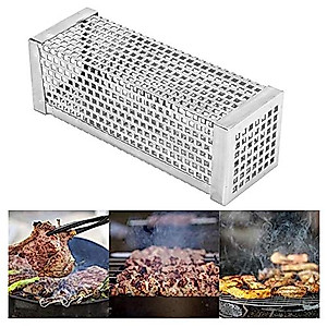 Liyeehao Pellet Smoker Tube, Stainless Steel BBQ Wood Pellet Tube Smoker Square BBQ Grill Smoker Tube Tools Outdoor Barbecue Accessory for Grilled Foods