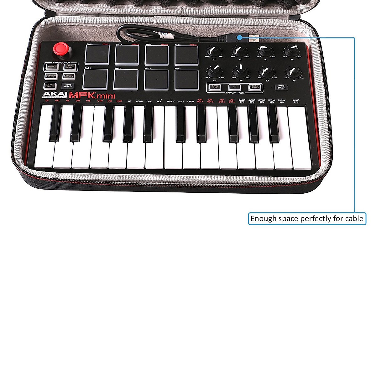 LTGEM Travel Hard Carrying Case for Akai Professional MPK Mini MK3 / MPK Mini Play MK3 / MPK Mini MKII/MPK Mini Play - 25 Key USB MIDI Keyboard Controller, Black+Grey(Case Only)