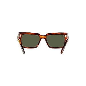 Ray-Ban RB2191 Inverness Rectangular Sunglasses, Striped Havana/Green, 54 mm