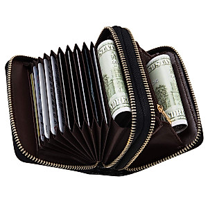 Heaye Small Women Wallets for Women Credit Card Case Wallet Holder RFID with ID Window Zipper Black