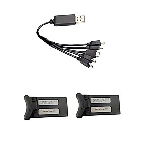 GzxLaY High-Performance Battery Backup Original 3.7V 1000mAh lipo Battery for SJRC S20W T25 Four-axis Drone Spare Parts Remote Control Aircraft Rechargeable Battery-2Pcs