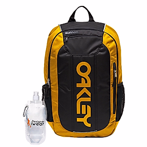 Oakley Men's 20L Enduro 3.0 Amber Yellow Backpack for Hiking Backpacking Camping Traveling + BUNDLE with Designer iWear Collapsible Water Bottle with Carabiner