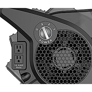 Lasko High Velocity Max Performance Pivoting Utility Blower Fan, for Cooling, Ventilating, Exhausting and Drying, Home, Job Site, 2 AC Outlets, Circuit Breaker with Reset, 3 Speeds, 14", Black, U15617