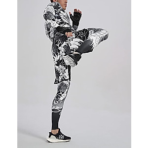 LAFROI Men's Quick Dry Cool Compression Fit Tights Leggings Waistband-YSK08 Lion Dance Size MD