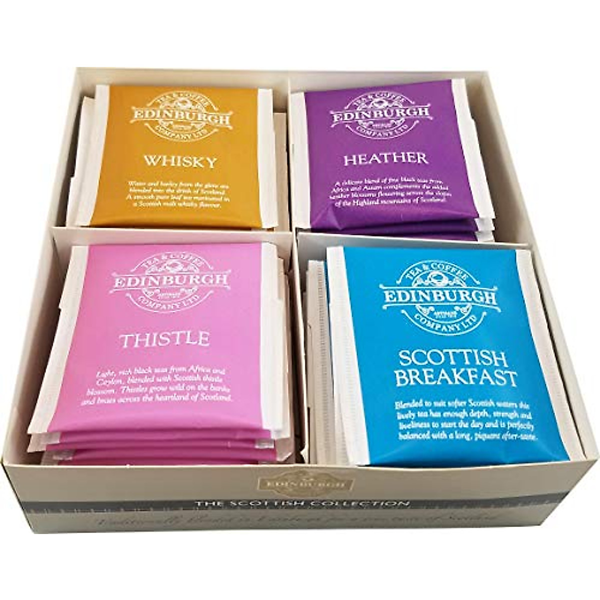 Edinburgh Tea & Coffee Company, The Scottish Collection 4-Flavor Variety Pack, 40-Count Tea Sachets