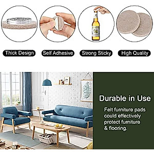 Felt Furniture Pads - 216 Pcs Furniture Pads Hardwoods Floors Self Adhesive, Cuttable Felt Chair Pads, Anti Scratch Floor Protectors for Furniture Feet Chair Legs, Furniture Felt Pads,Beige & Brown