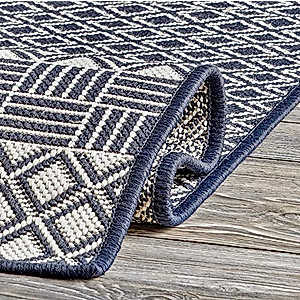 nuLOOM Frontier Striped Lattice Indoor/Outdoor Area Rug, 8' x 10', Blue