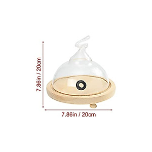 GANAZONO 1 Set Cloche Dome Cover Cocktail Drinks Lid with Wooden Base Clear Glass Display Dome for Infuser Smoker