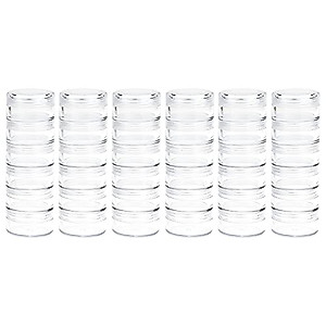 6 Sets 6 Layer Stackable Plastic Containers, Fengek 10G/10ML Clear Cosmetic Storage Box Round Organizer Jars for Beads, Buttons, Small Jewelry Findings