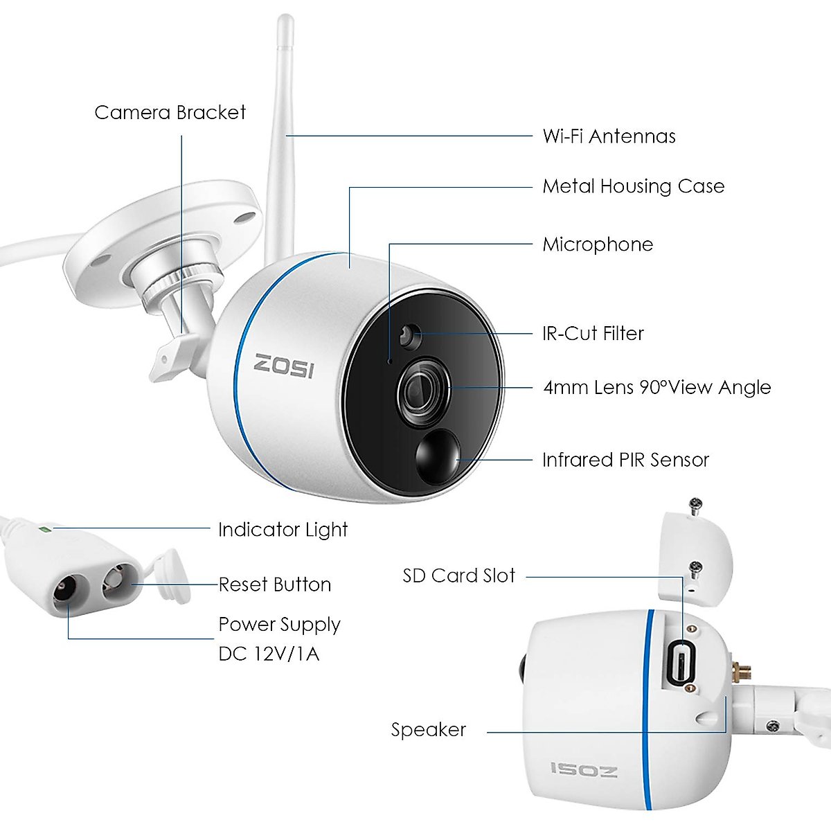 ZOSI 2MP Wireless Security Camera System, 8CH NVR with 1TB HDD and (4) Weatherproof IP Camera 1080p, Plug and Play, Auto Match, Two-Way Audio, Pir Motion Detection, Remote Access (Renewed)