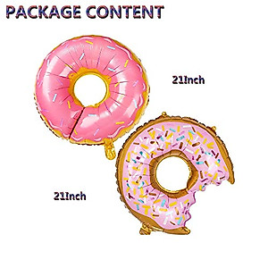 Big Donut Foil Balloons Large Mylar Doughnut Balloon Giant for Birthday Party Wedding Decoration Baby Shower Donut Time, Multicolor