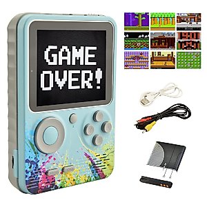 Handheld Game Console Built in 500 Classic Game for Boy Girl, Mini Pocket Handheld Console, 2.8 Inch Screen, 1020mAh Battery, TV Video Output, Christmas Birthday Present for Kids (Blue)