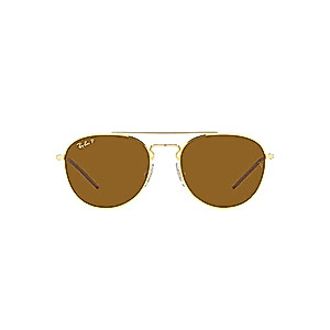 Ray-Ban RB3589 Square Sunglasses, Gold/Dark Brown Polarized, 55 mm