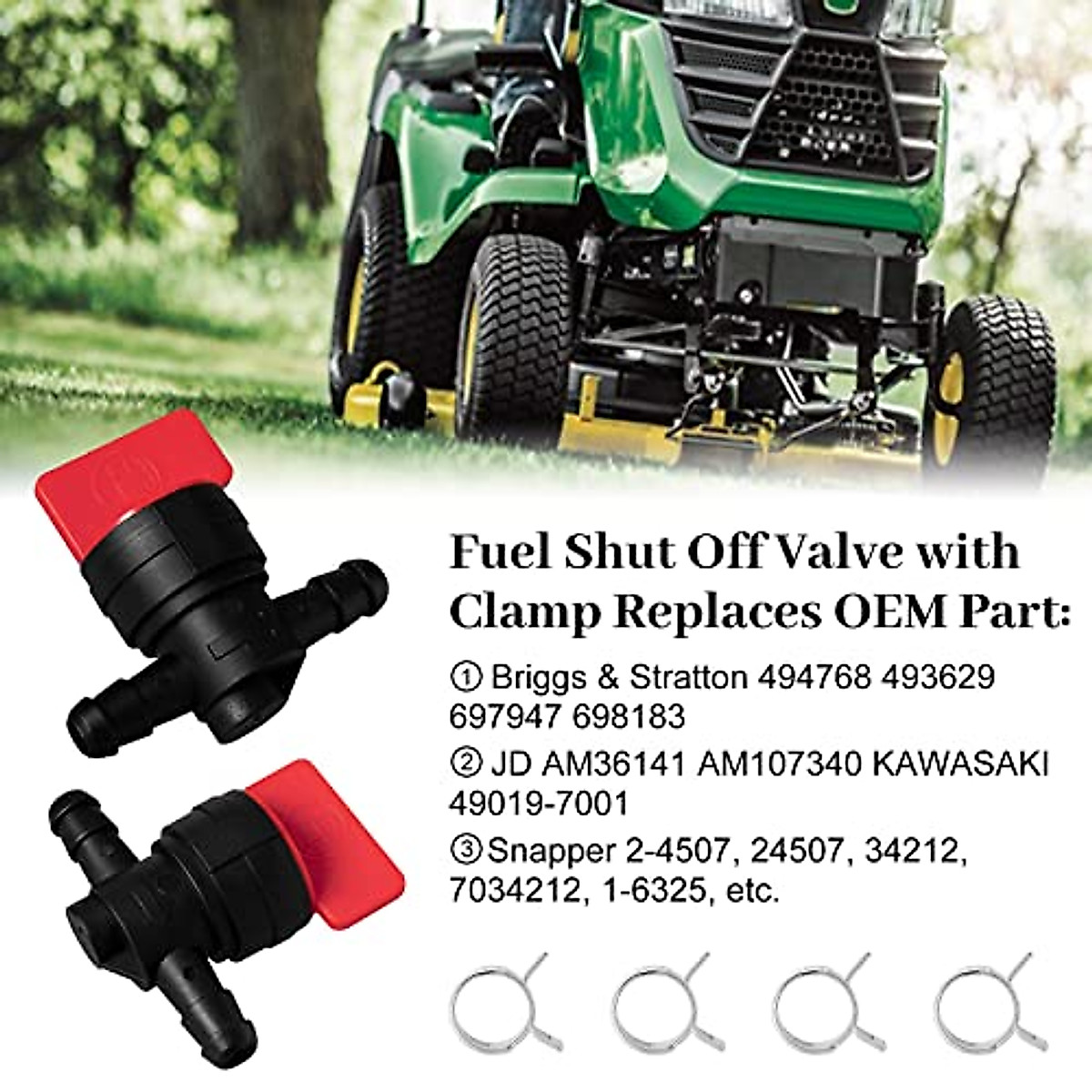 Fuel Shut Off Valve for Mower - 1/4" Fuel Cut Off Valve for Riding Lawn Mower Garden Tractor Pressure Washer Snowblower, in Line Fuel Gas Control Shut Off Valve Switches Tap for Small Engines