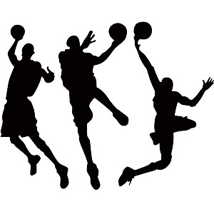 Amaonm 31.5" x 53.1" Removable DIY Vinyl Three Basketball Players Slam Dunk Silhouette Wall Decals Spoting Basketball Duck Layup Sporter Wall Sticker for Kids Room Boys Bedroom Classroom