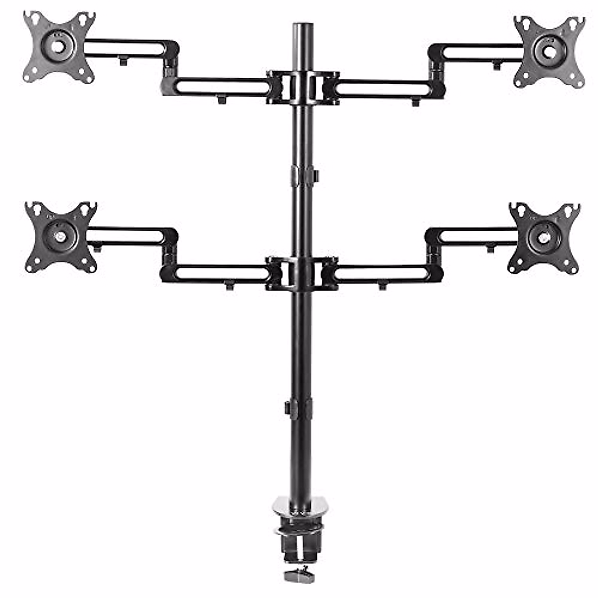 VIVO Full Motion Aluminum 17 to 32 inch Quad Monitor Desk Mount Stand with Articulating Arm Joints, Fits 4 Screens, Max VESA 100x100, STAND-V104Y